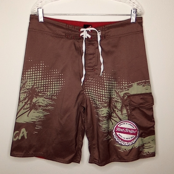Red Stripe | Swim | Red Stripe Jamaica Vintage Beer Logo Board Shorts ...